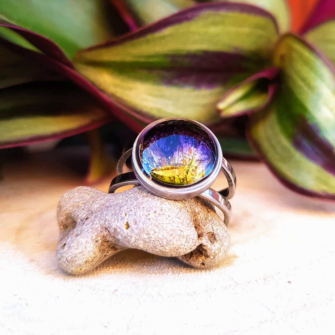 Real Flower Ring, Dried Flower Ring, Adjustable Steel Ring, Primrose ...