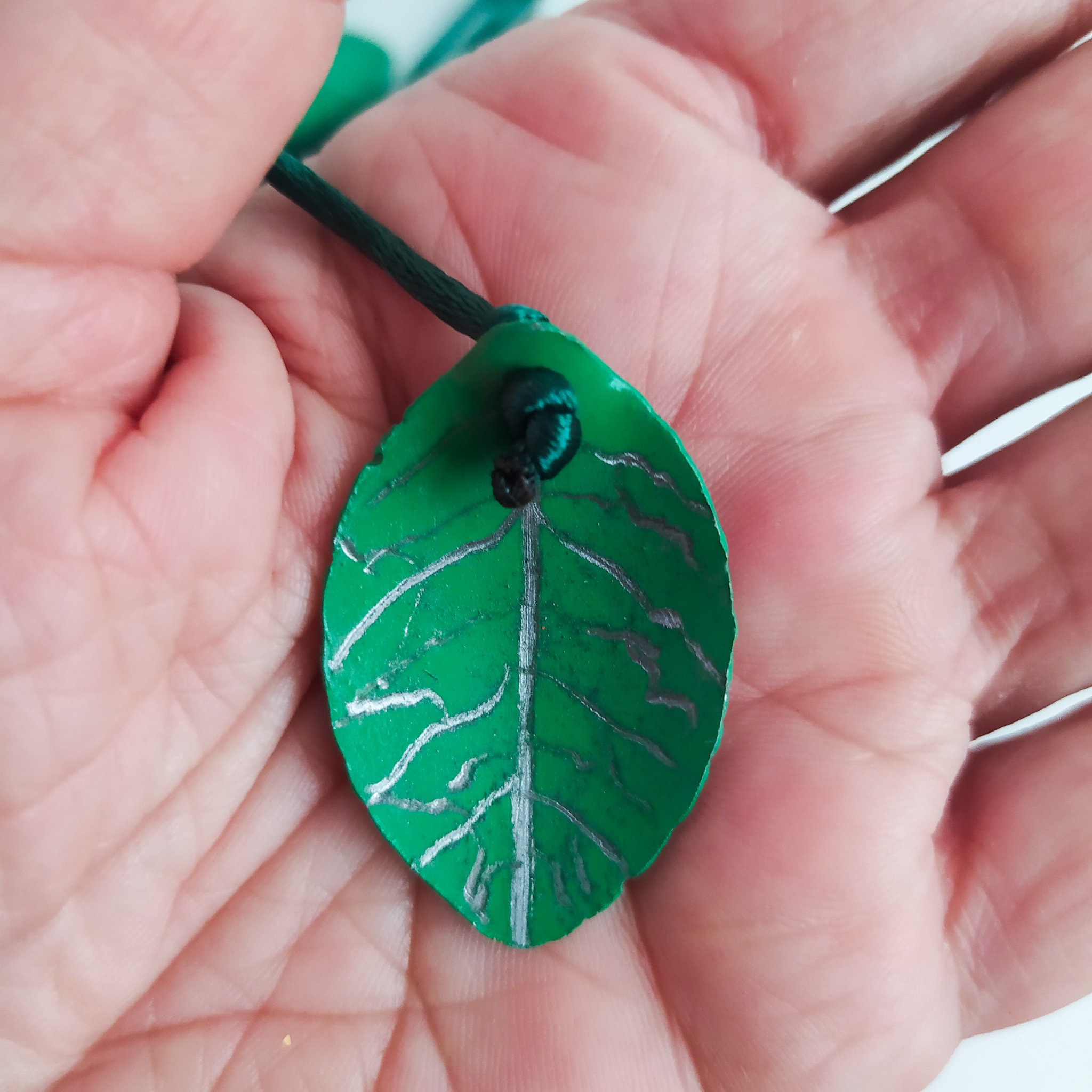 Collar Hojas Verdes, Collar Hojas De Cuchara, Collar Hecho Con Cucharas, Collar Verde Largo ...