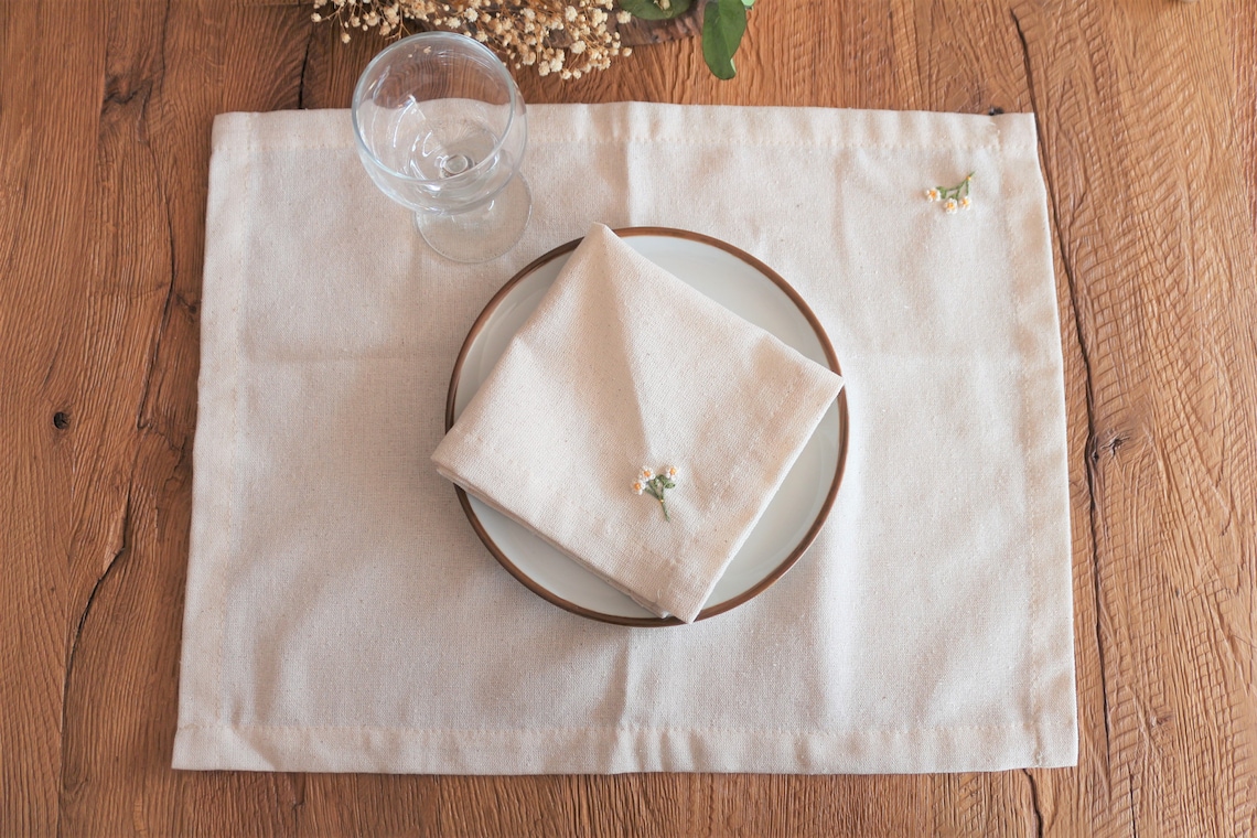 Linen Placemats and Napkins Set , Beige Table Linen Napkins Set ...