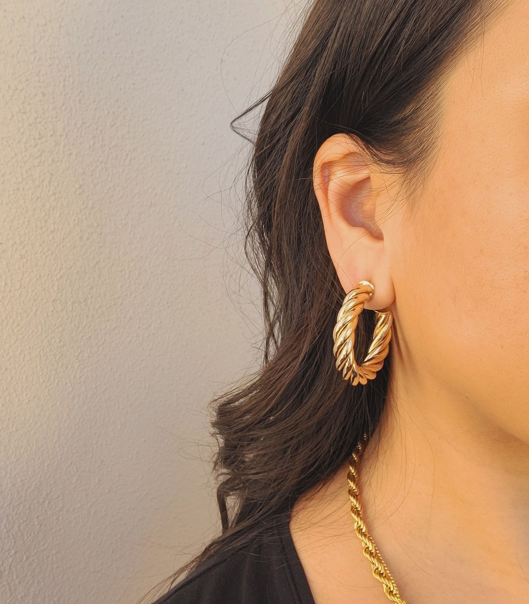 Croissant Earrings, Hoop Earrings, Minimalist Earrings, Gold Earrings ...