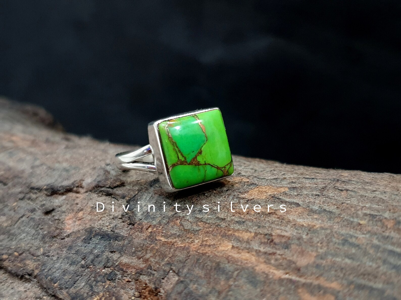 Green Copper Turquoise Gemstone Ring 925 Solid Sterling - Etsy