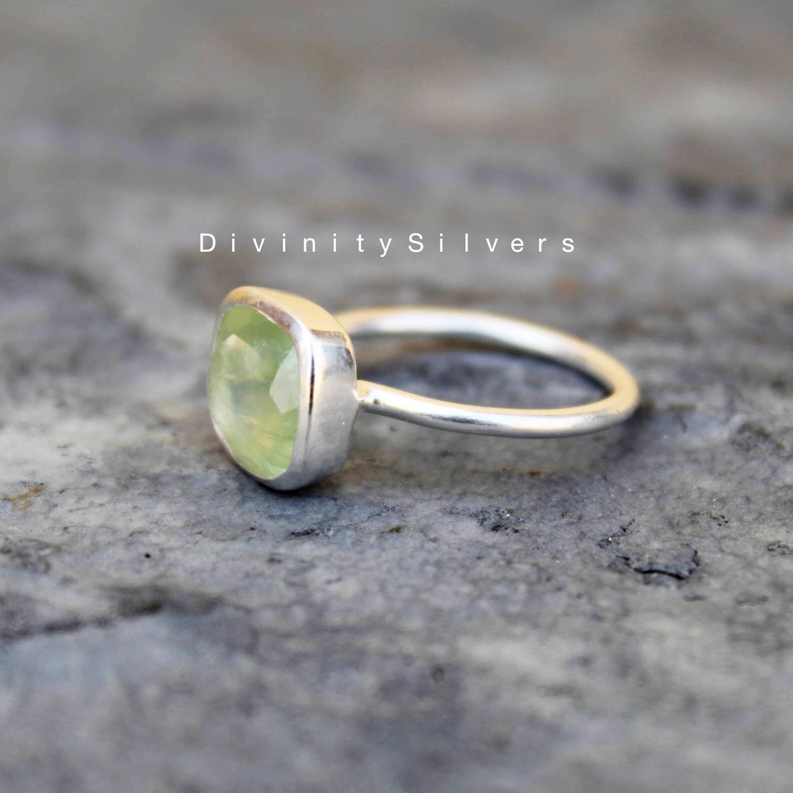 Prehnite Ring Green Prehnite Ring Green Gemstone Ring - Etsy