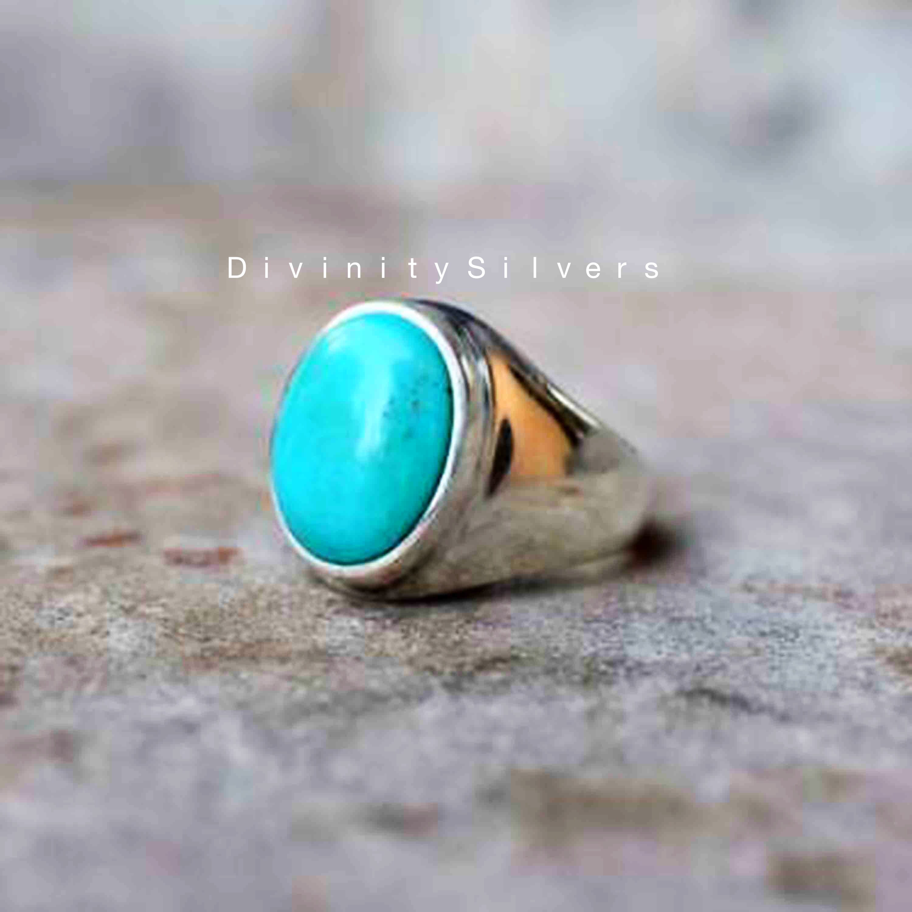 Turquoise Ring, 925 Solid Sterling Silver Ring, Oval Shape Ring ...