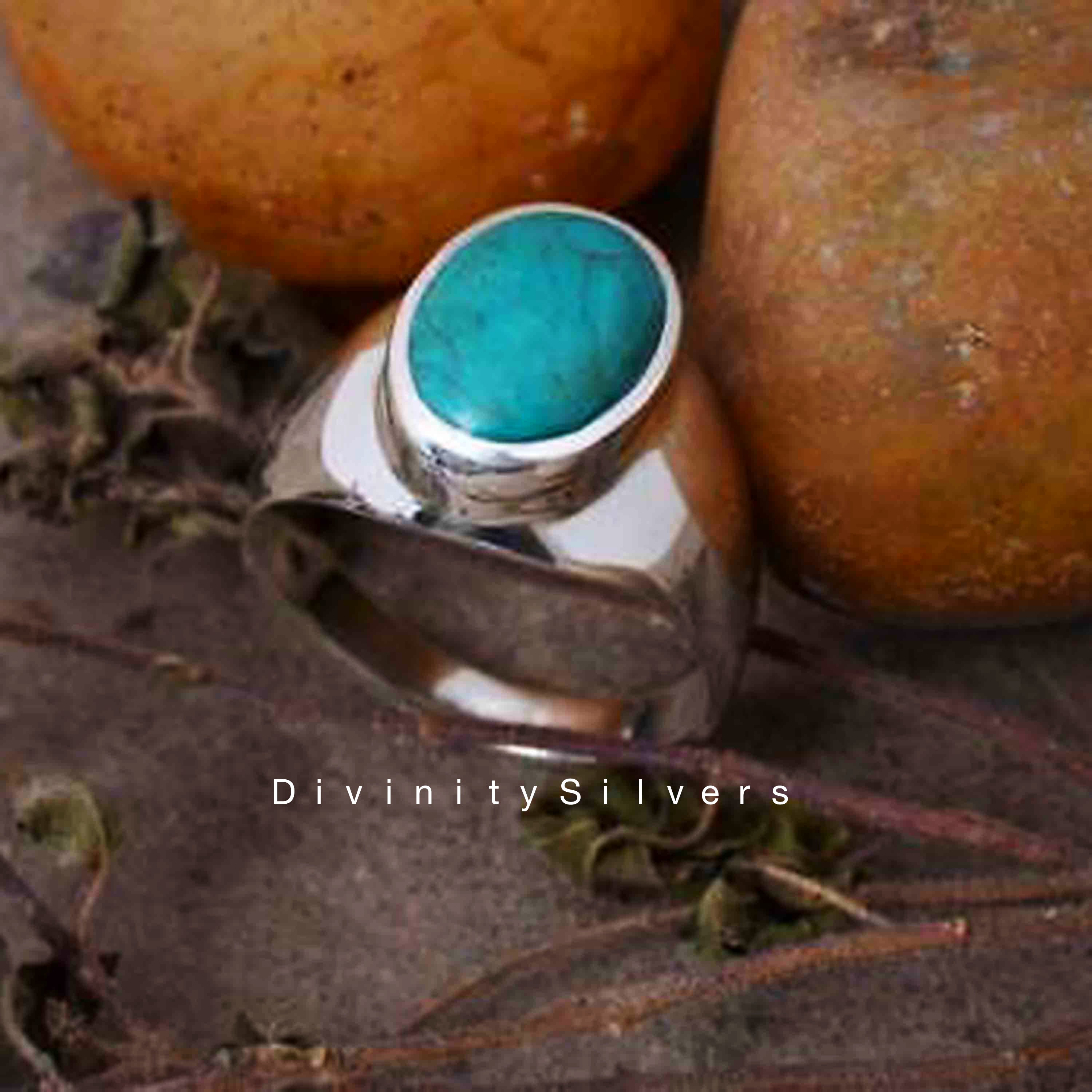 Turquoise Ring 925 Solid Sterling SIlver Ring Oval Shape | Etsy