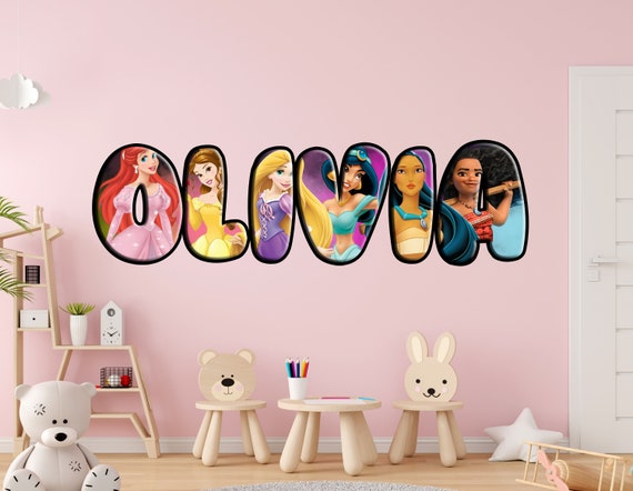 Disney Princess Personalized Custom Name Wall Sticker Decal - Etsy