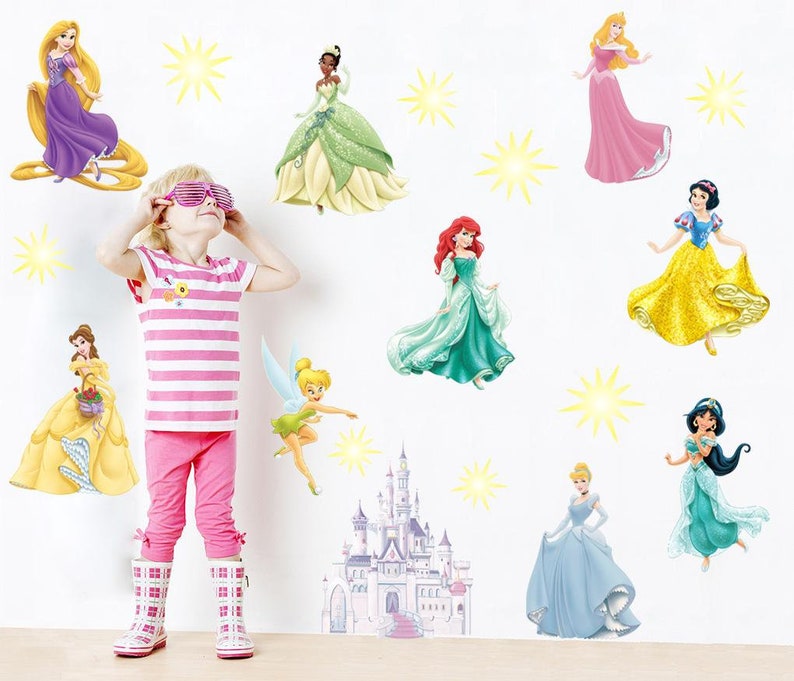 Disney Princess Set PERSONALIZED Custom Name Wall Sticker - Etsy