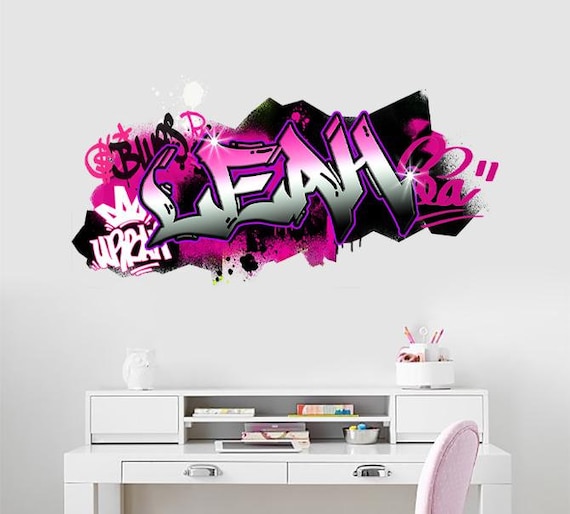 Graffiti Custom Name Decal WALL STICKER Home Decor Mural | Etsy