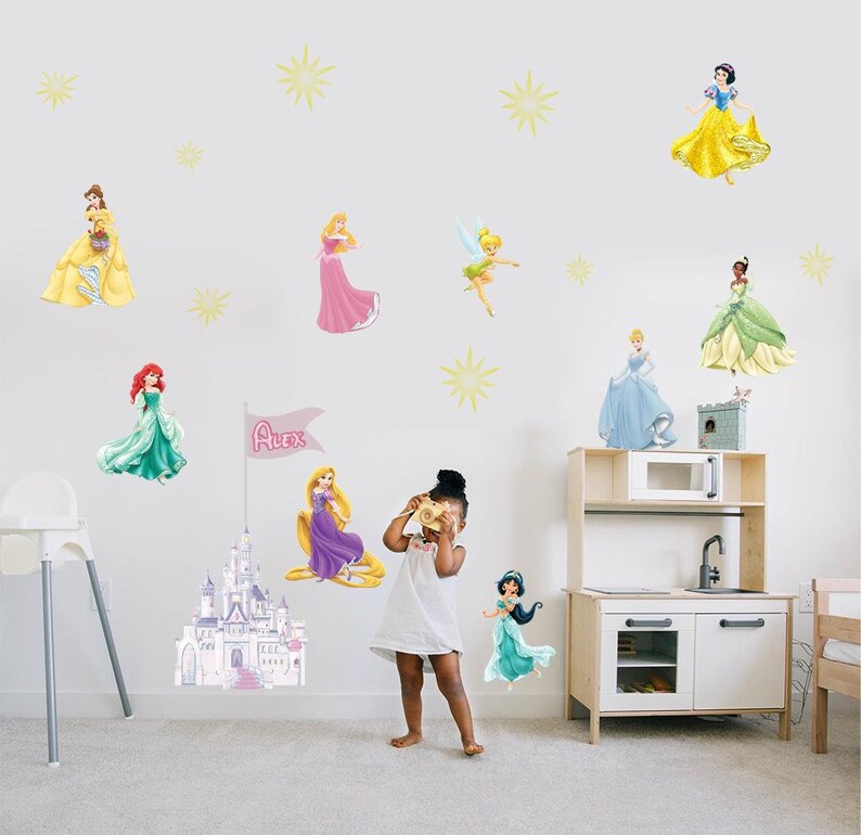 Disney Princess Set PERSONALIZED Custom Name Wall Sticker - Etsy