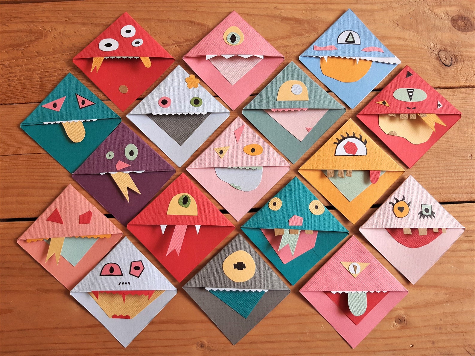 Unique Handmade Goofy Cute Corner Monster Bookmarks Folded Awesome Book ...