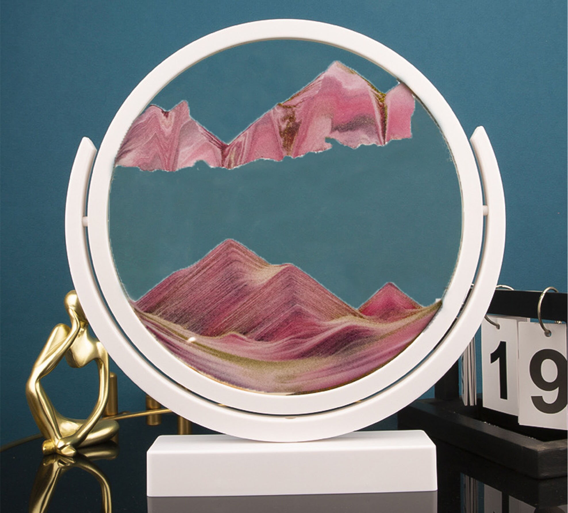 Creative Moving Sand Art, Picture Round Glass Sandscape, Hourglass ...
