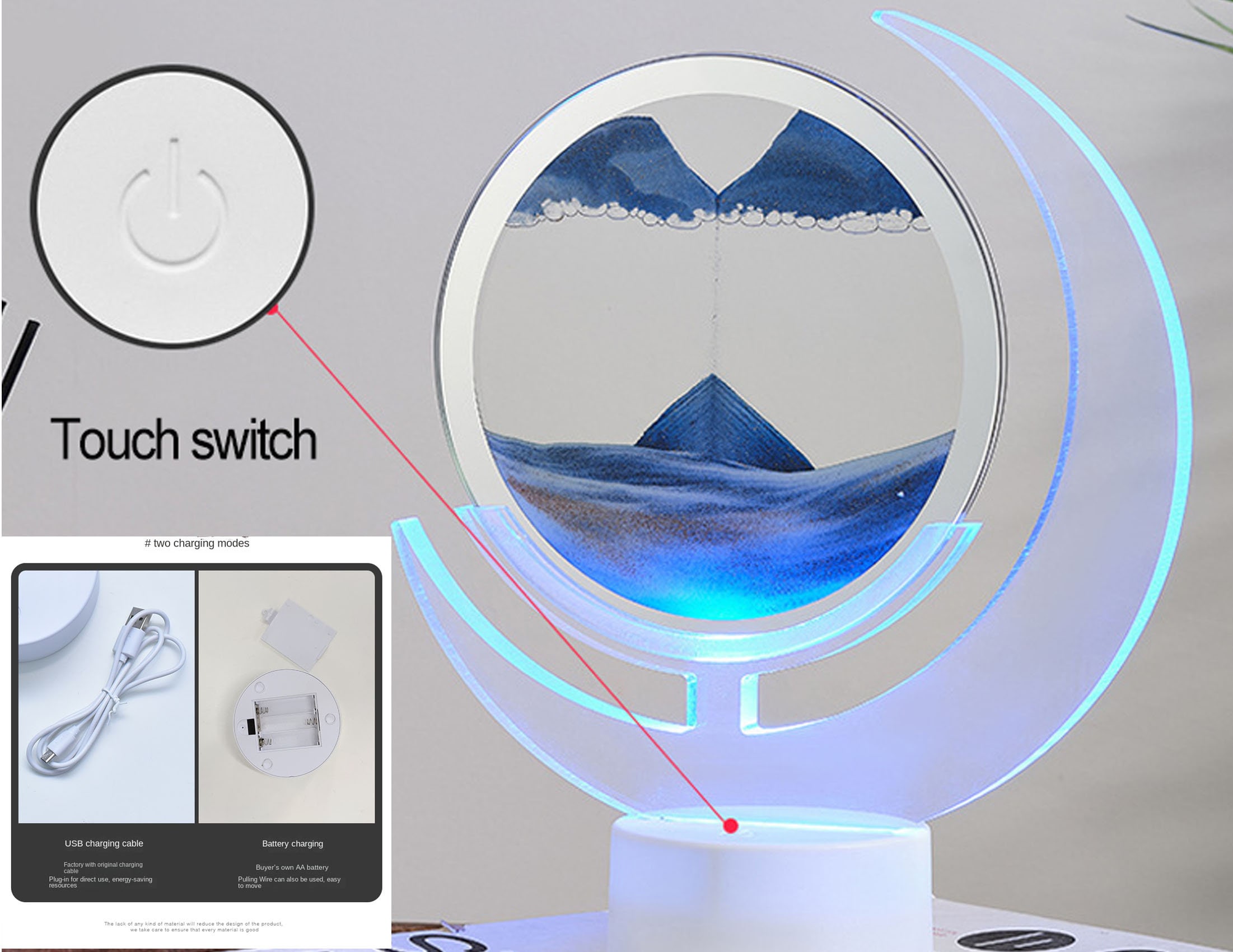 Creative Moving Sand Art, Picture Square Glass Sandscape, Quicksand ...