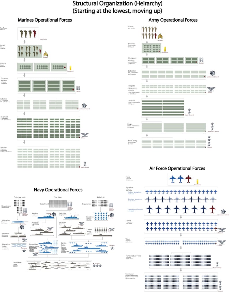 Military Structural Hierarchy Reference Chart - Digital File - Digital ...