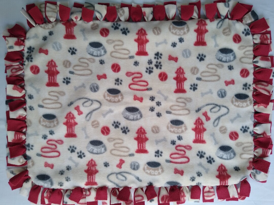 Cute Dog Icons / Dark Red Reversible Dog Blanket - Etsy
