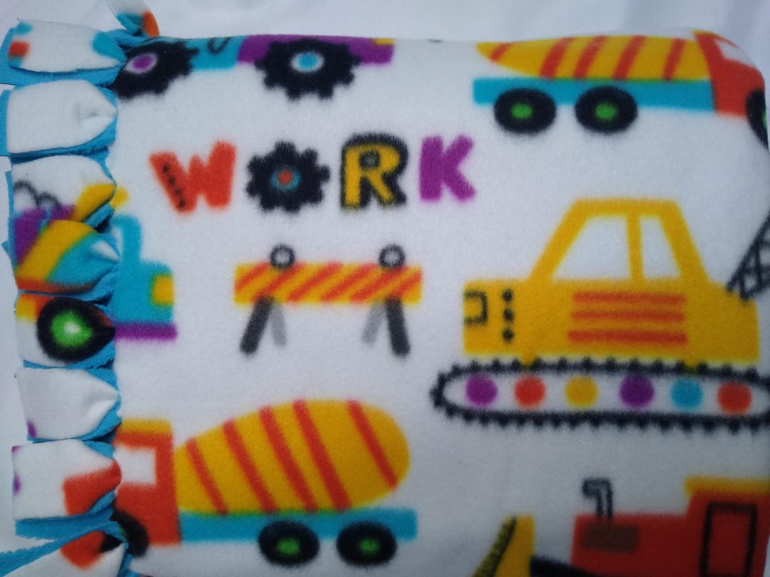 Colorful Road Construction / Blue Reversible Fleece Throw Blanket - Etsy