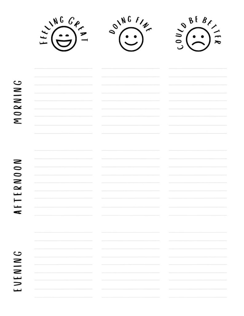 Daily Routine Printable - Mental Health/energy Level Management - Etsy