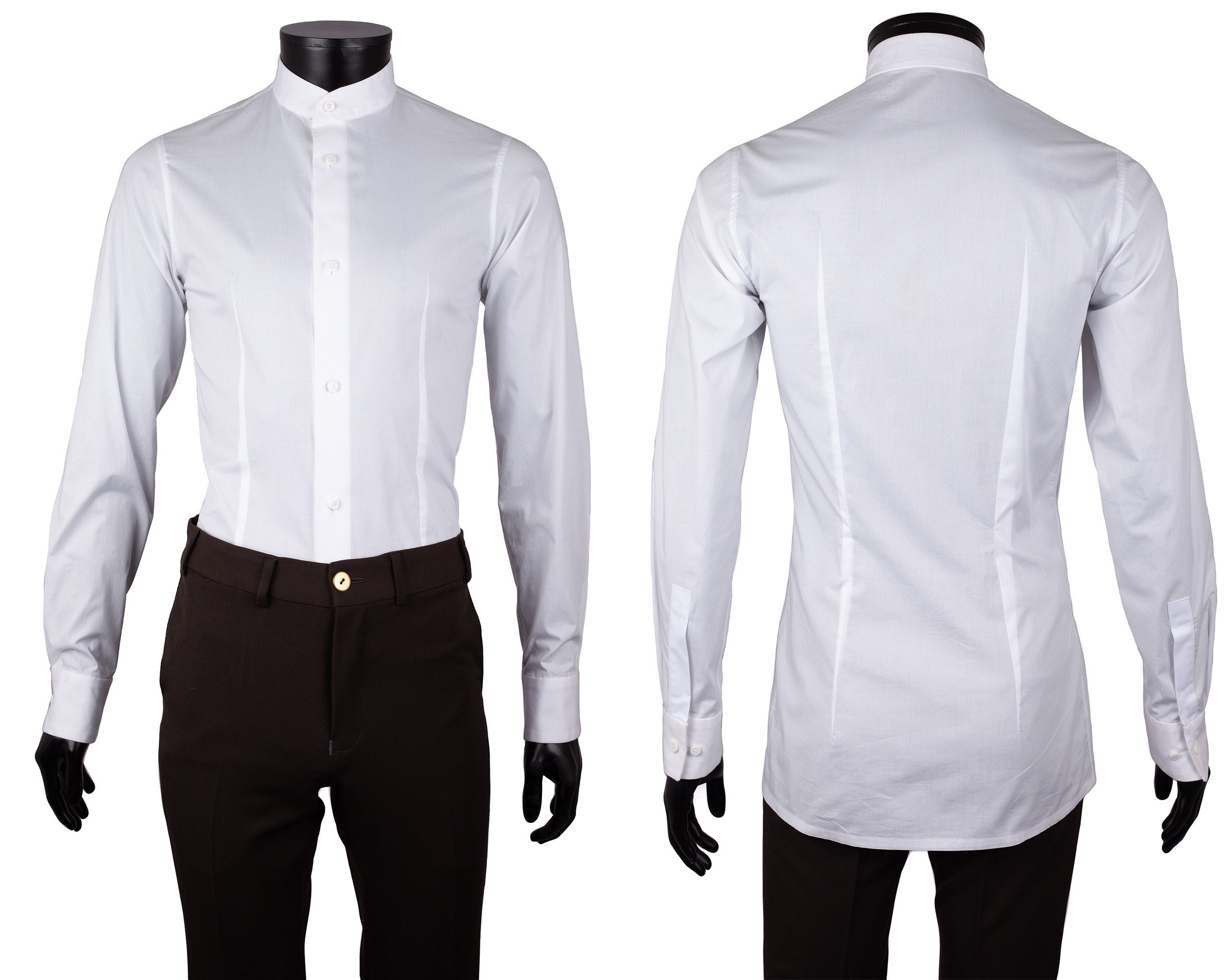 The Monk Fitted Dress Shirt, Band Collar, Mandarin Collar, Made to ...