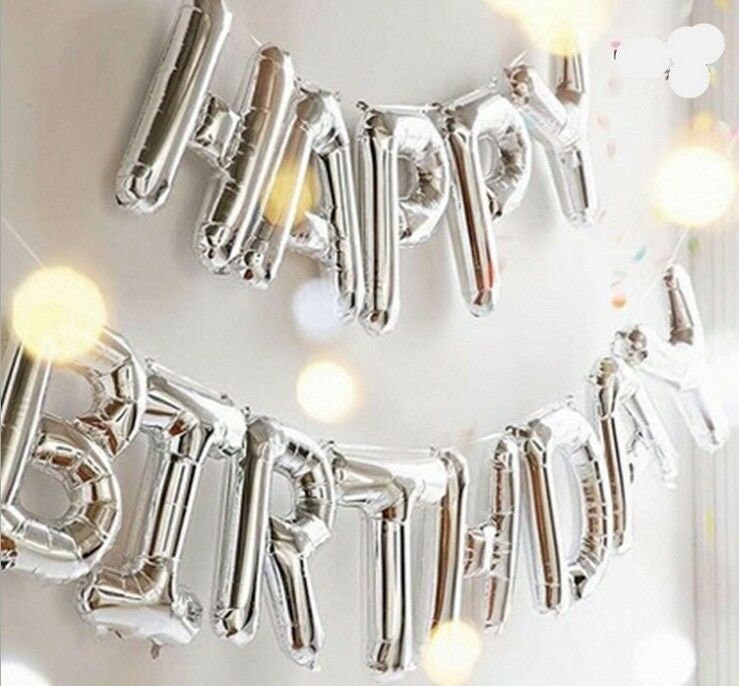 Happy Birthday Banner Silver Birthday Decoration Birthday - Etsy UK