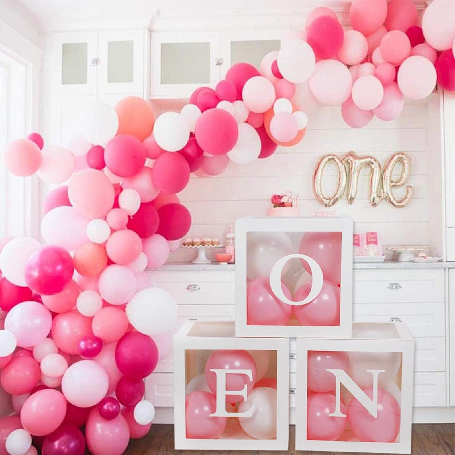 One Box 1st Birthday Decoration White Clear One Balloon Boxes - Etsy