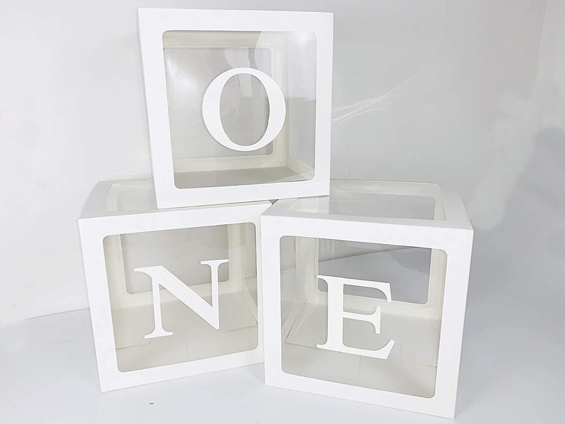 One Box 1st Birthday Decoration White Clear One Balloon Boxes - Etsy UK