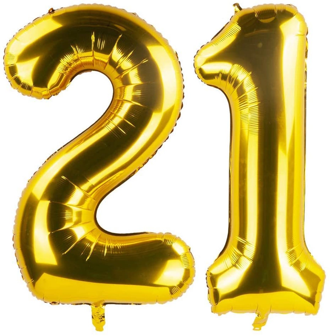 21 Number Balloon 21st Birthday Decorations Gold Balloons Birthday ...