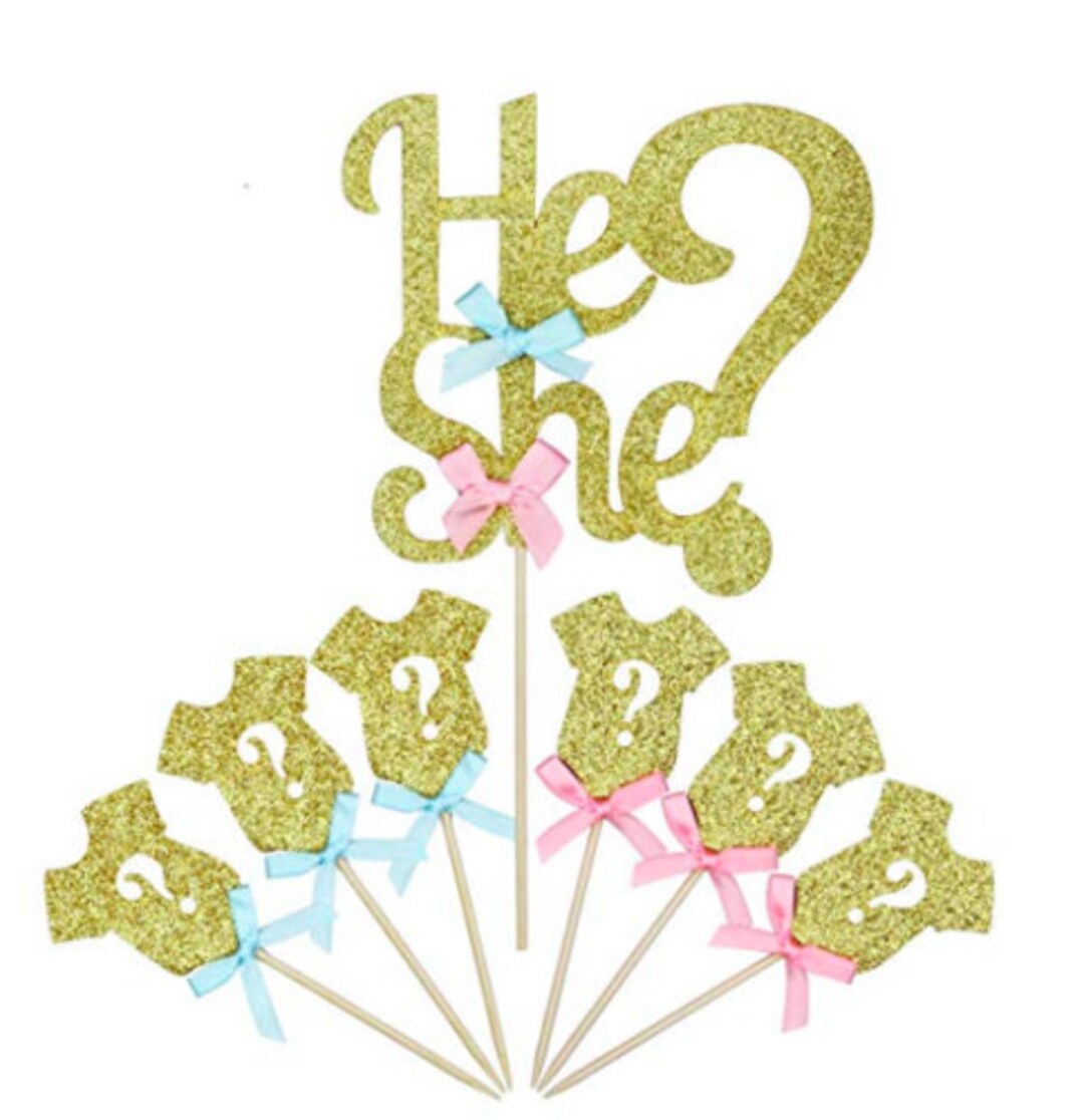 Gender Reveal Cake Topper ,he or She Cake Topper , Baby Shower Cake ...