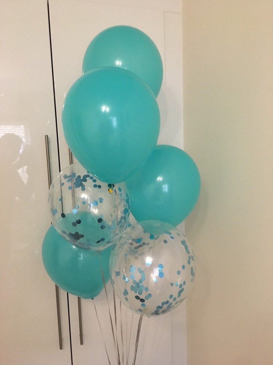 16pcs 12 Teal and Turquoise Confetti Balloons Happy | Etsy