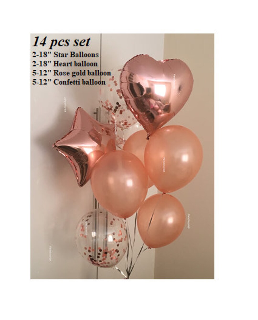 Rose Gold Decoration ,14 Pcs Rose Gold BALLOON BOUQUET, Rose Gold ...
