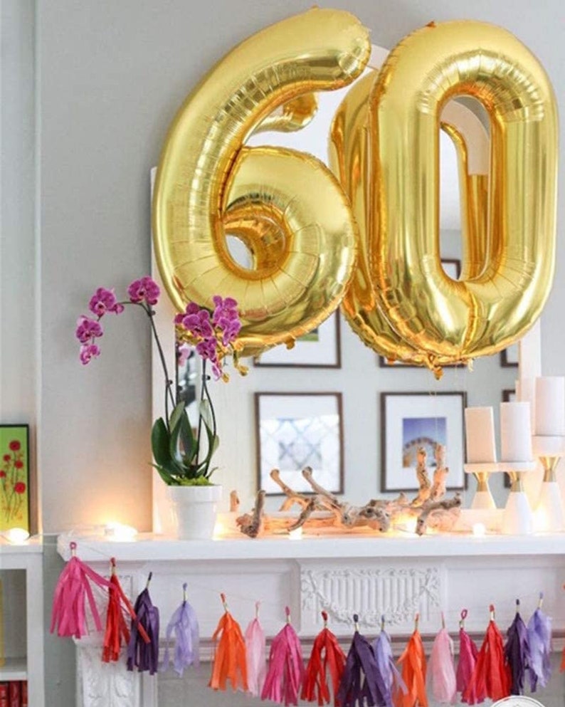 60 Number Balloon 60th Birthday Decorations Gold Balloons - Etsy