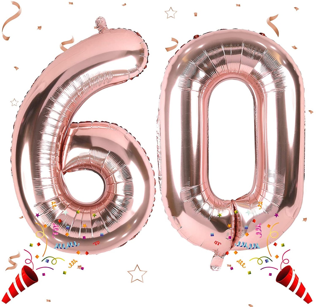 60 Number Balloon 60th Birthday Decorations Rose Gold Balloons Birthday ...