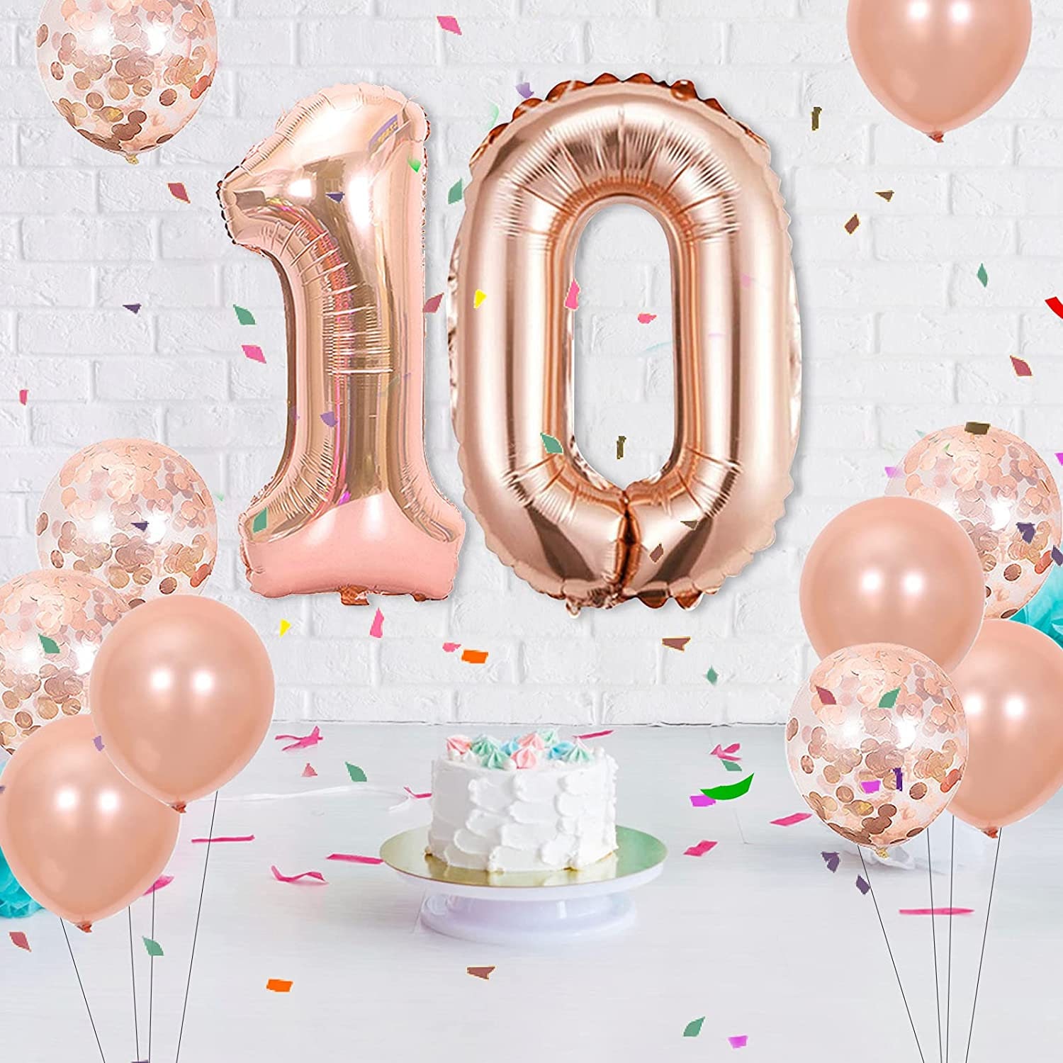 10 Number Balloon 10th Birthday Decorations Rose Gold Balloons - Etsy UK