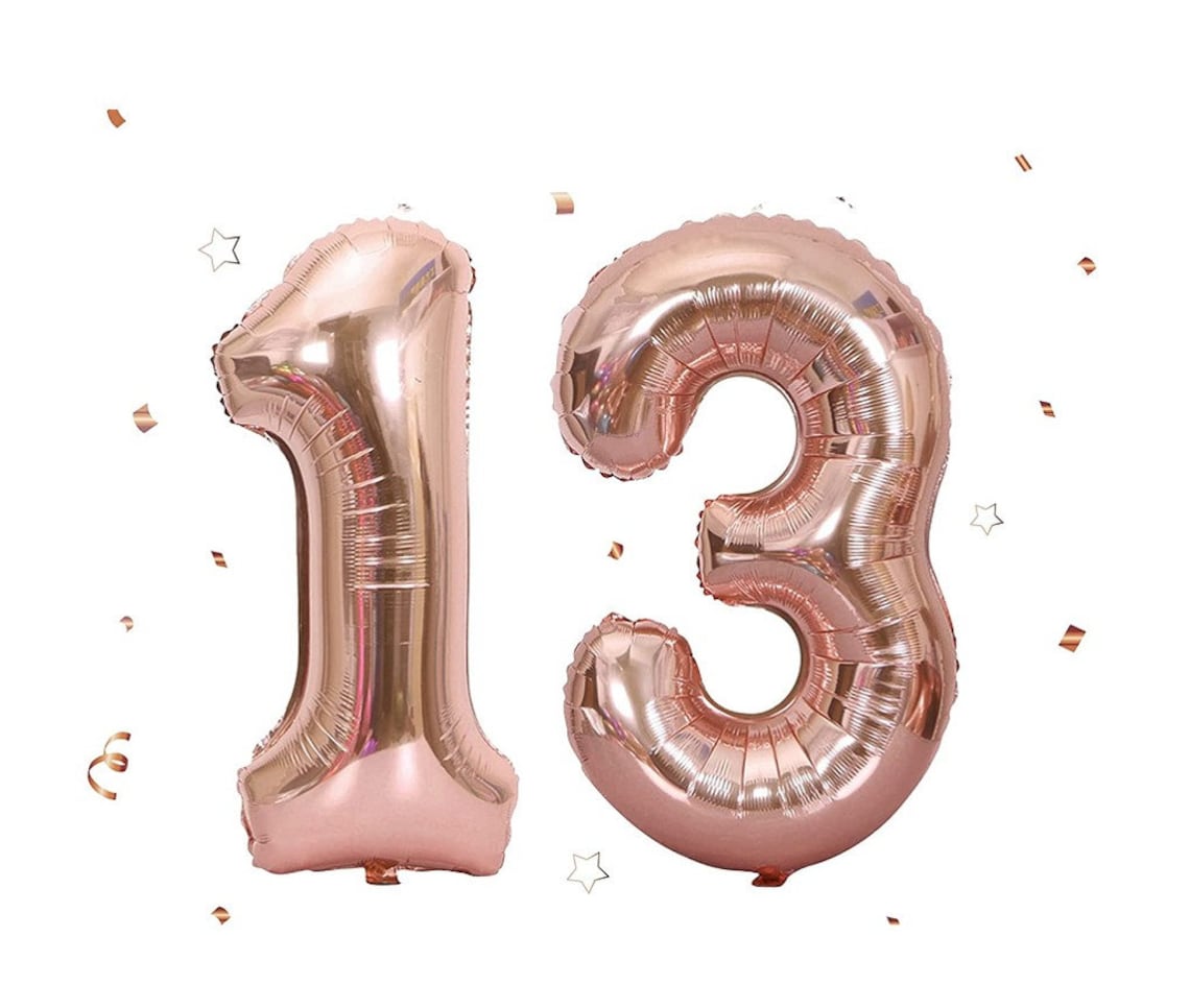 13 Number Balloon 13th Birthday Decorations Rose Gold Balloons - Etsy