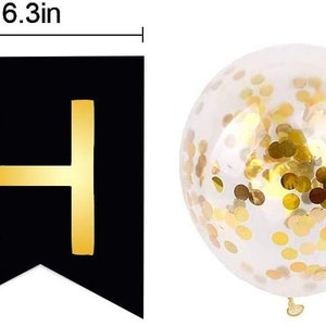 Happy Birthday Banner With Confetti Balloon, Birthday Bunting, Party ...