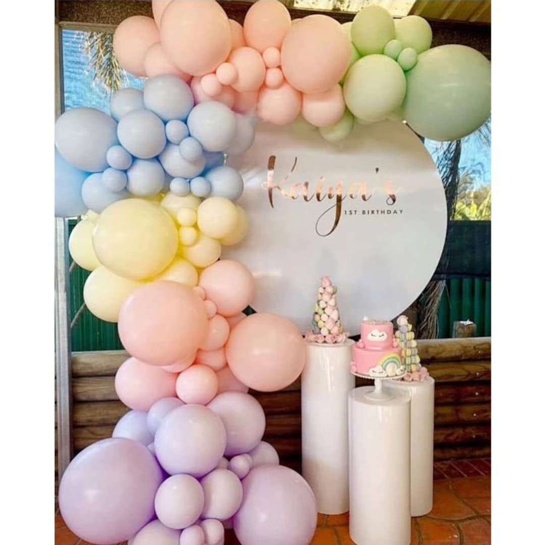 Pastel Color Balloon Arch DIY Pastel Green Pink Purple Yellow Blue ...