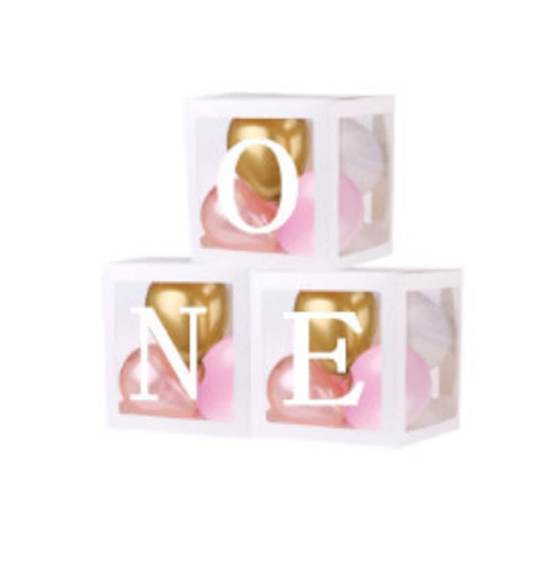 One Box 1st Birthday Decoration White Clear One Balloon Boxes - Etsy
