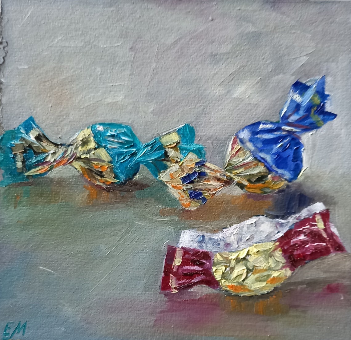 Sweets Painting Confectionery Art Still Life of Candy Small | Etsy