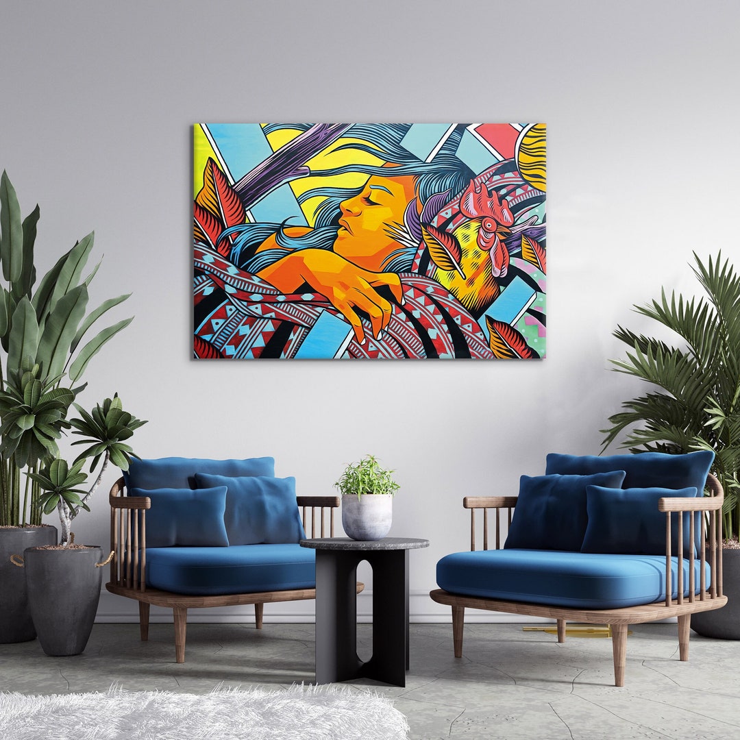 Abstract Woman Face Extra Large Wall Print Canvas Modern Trendy ...