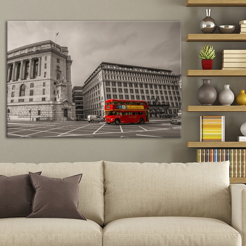 Red Double-decker Bus in London Extra Large Canvas 3 Panels - Etsy