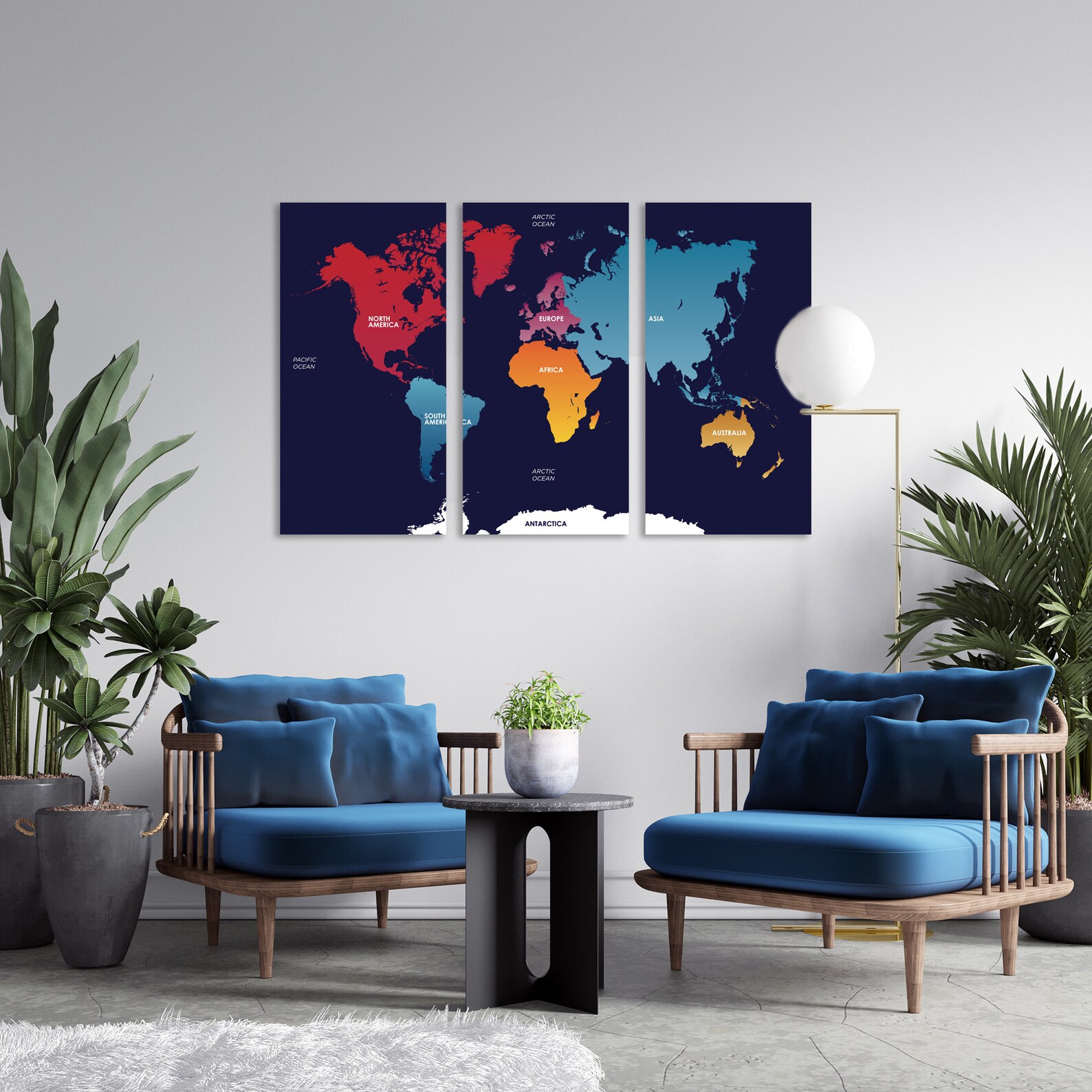 Colorful world map canvas