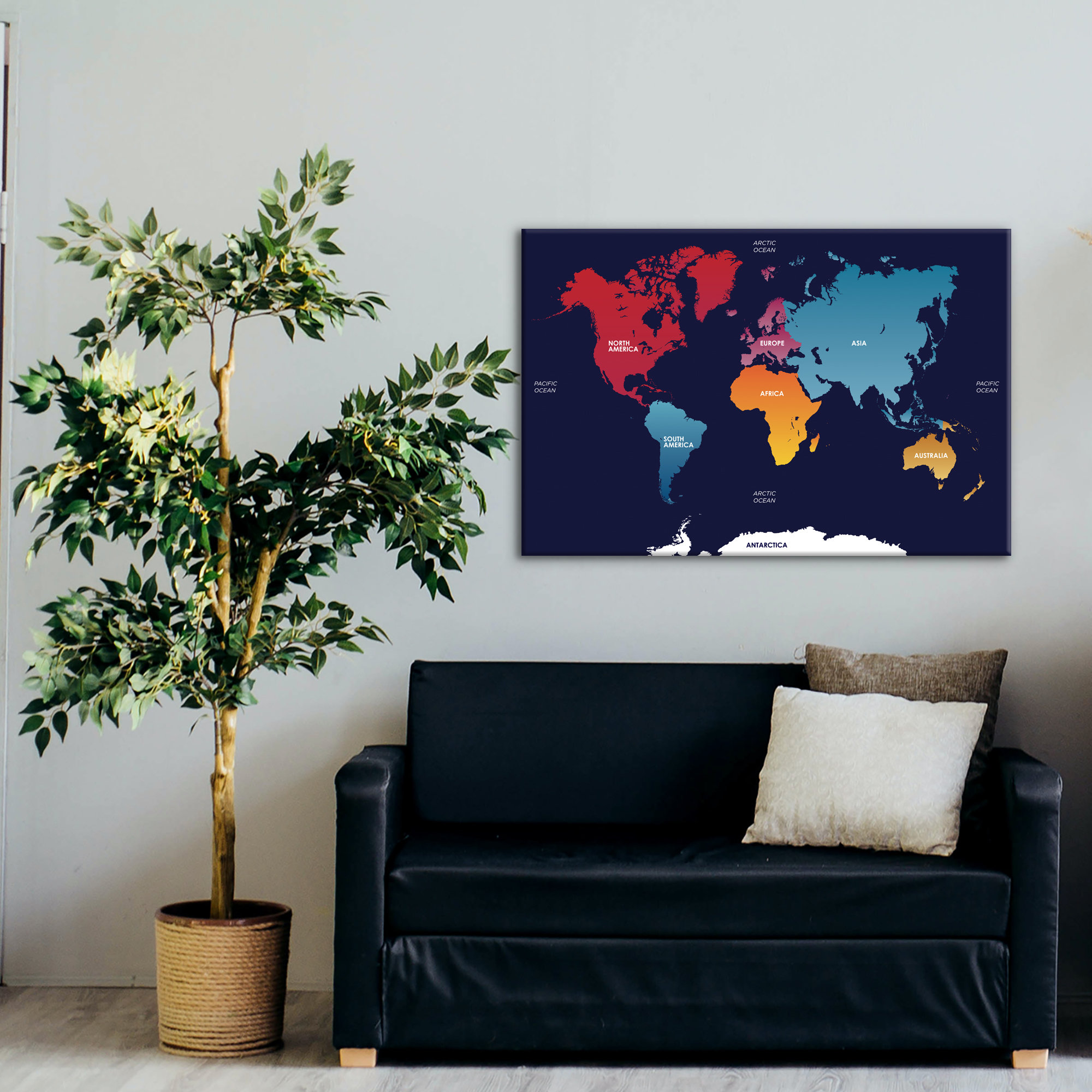 Colorful world map canvas