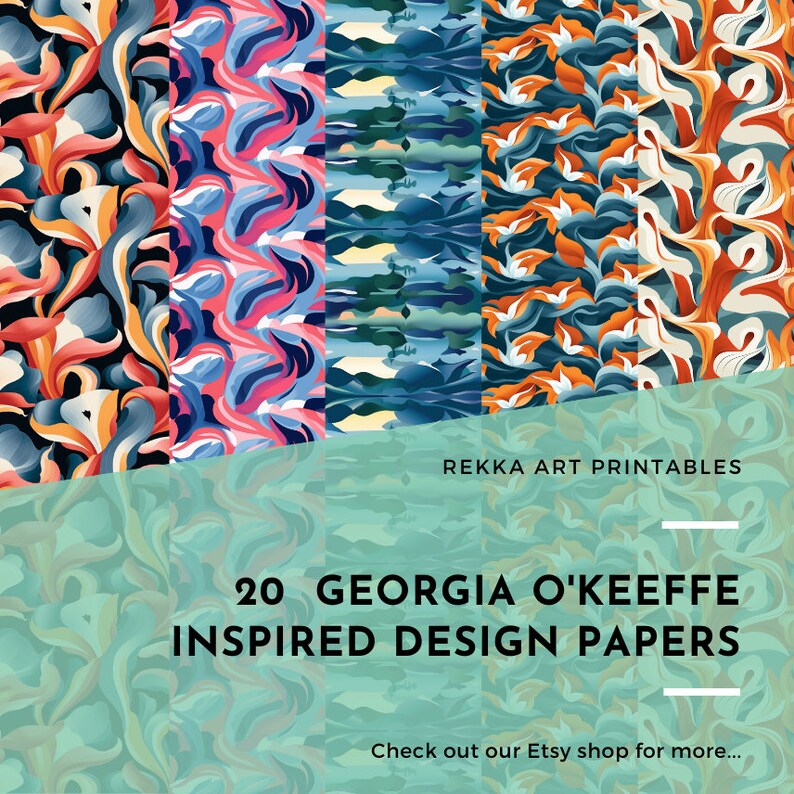 20 Georgia O'keeffe Inspired Design Printable Papers | Scrapbook Papers ...