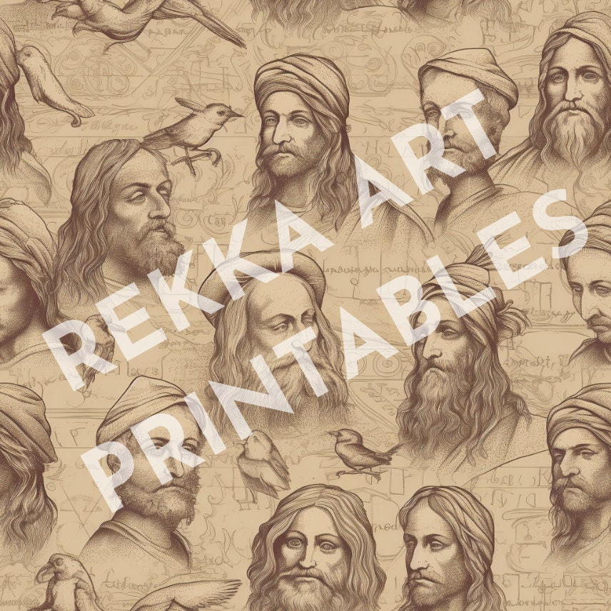 20 Leonardo Da Vinci Inspired Design Printable Papers | Scrapbook ...
