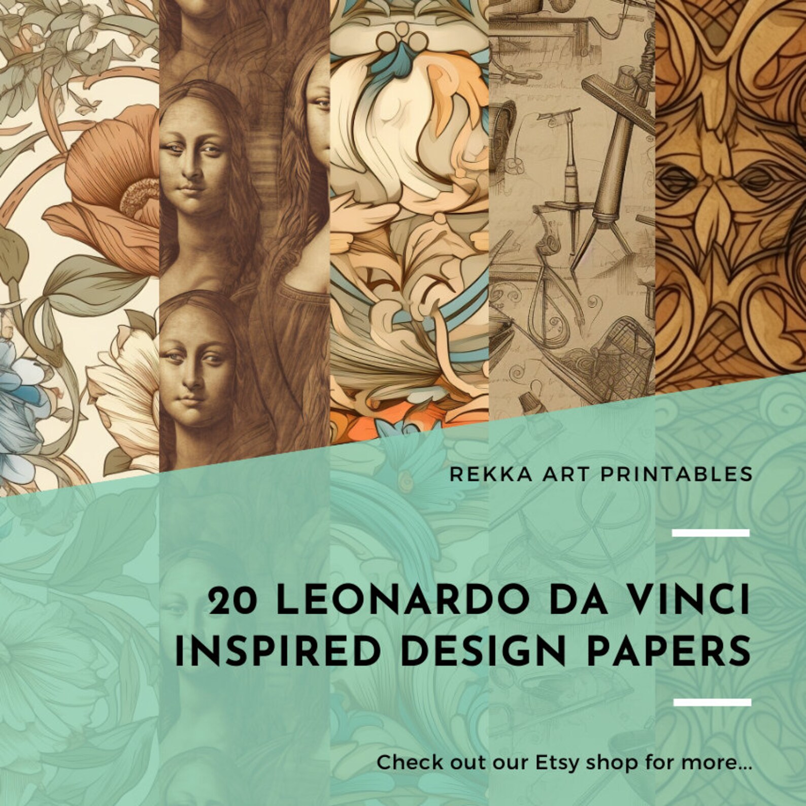 20 Leonardo Da Vinci Inspired Design Printable Papers | Scrapbook ...