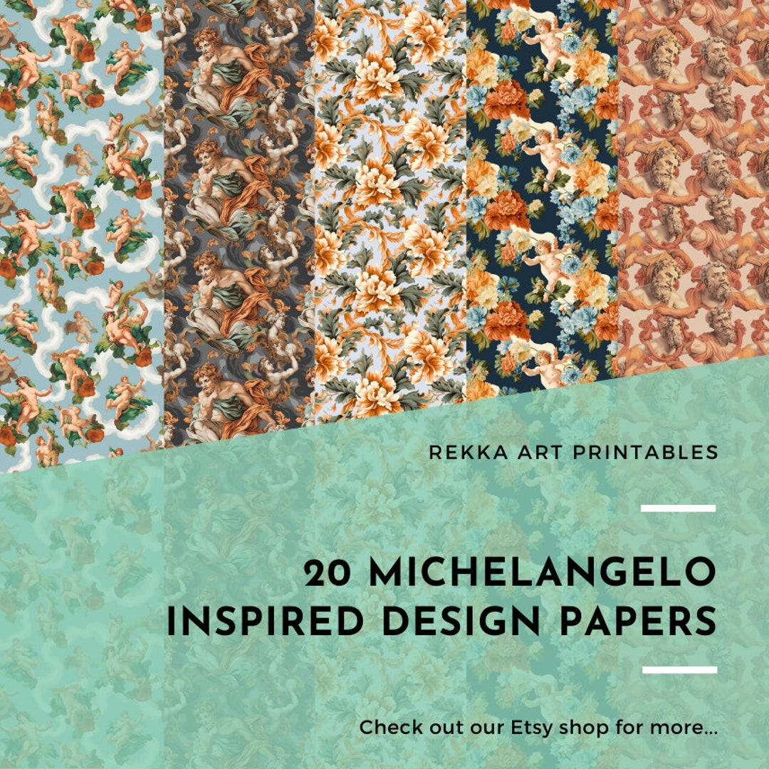 20 Michelangelo Inspired Design Printable Papers | Scrapbook Papers ...