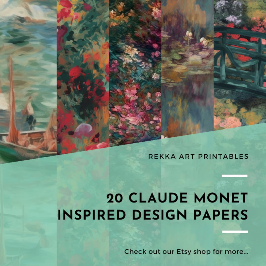 20 Claude Monet Inspired Design Printable Papers | Scrapbook Papers ...