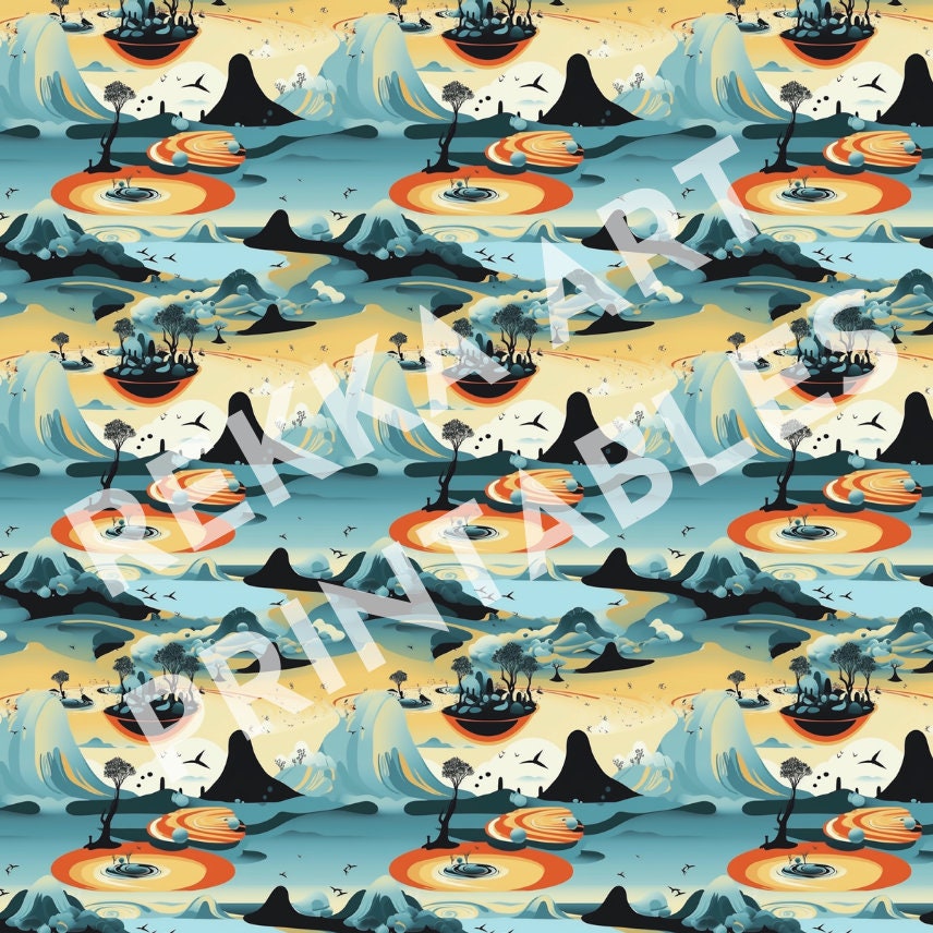 20 Salvador Dali Inspired Design Printable Papers | Scrapbook Papers ...