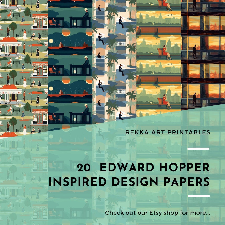 20 Edward Hopper Inspired Design Printable Papers | Scrapbook Papers ...