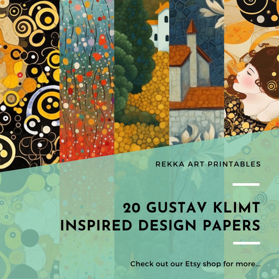 20 Gustav Klimt Inspired Design Printable Papers | Scrapbook Papers ...