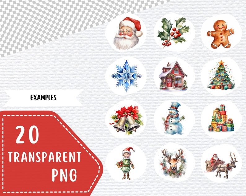 20 Watercolor Winter Clipart PNG Transparent Festive - Etsy
