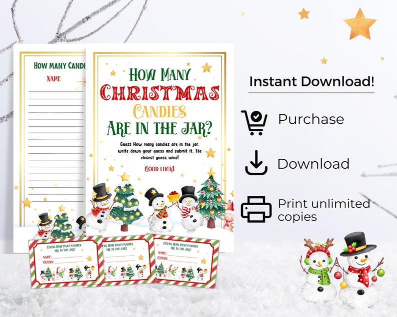 Christmas Candy Guessing Game, Guess How Many Candies in Jar, How Many ...