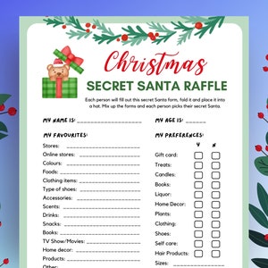 Secret Santa Form, Secret Santa, Letters to Santa, Christmas Activities ...